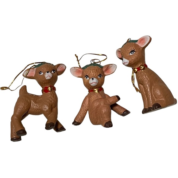 Vintage | Holiday | Vintage Ceramic Reindeer Christmas Ornaments Lot Of ...